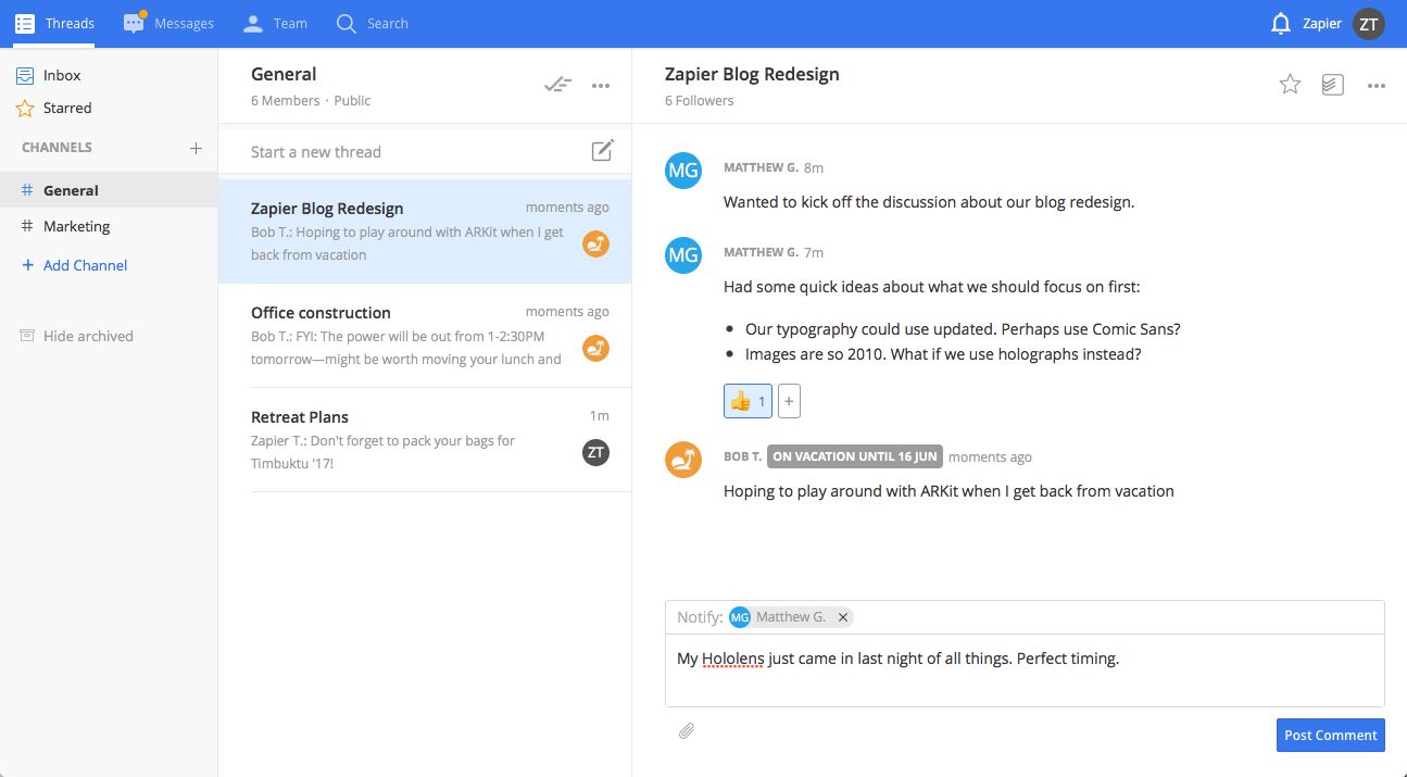 The 12 best team chat apps for your company | Zapier